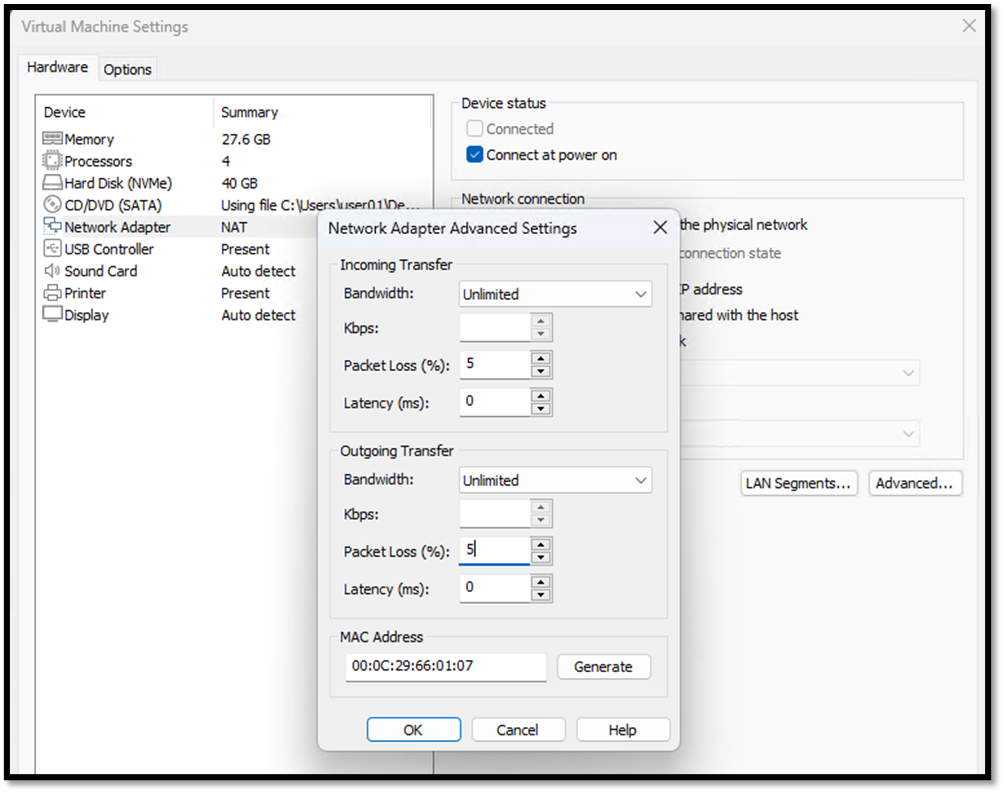 vmware server lost network connectivity